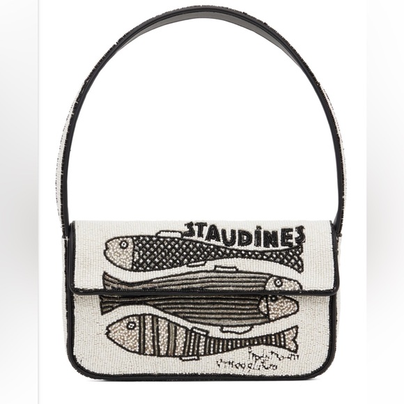 STAUD | Bags | Staud Tommy Bag Black And White Beaded Fish Staudines ...